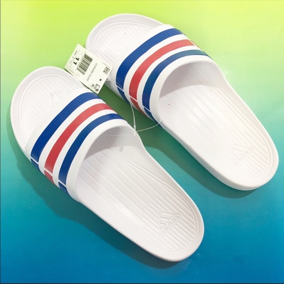 adidas | Shoes | Adidas Iconic Duramo Slide In Red White And Blue ...